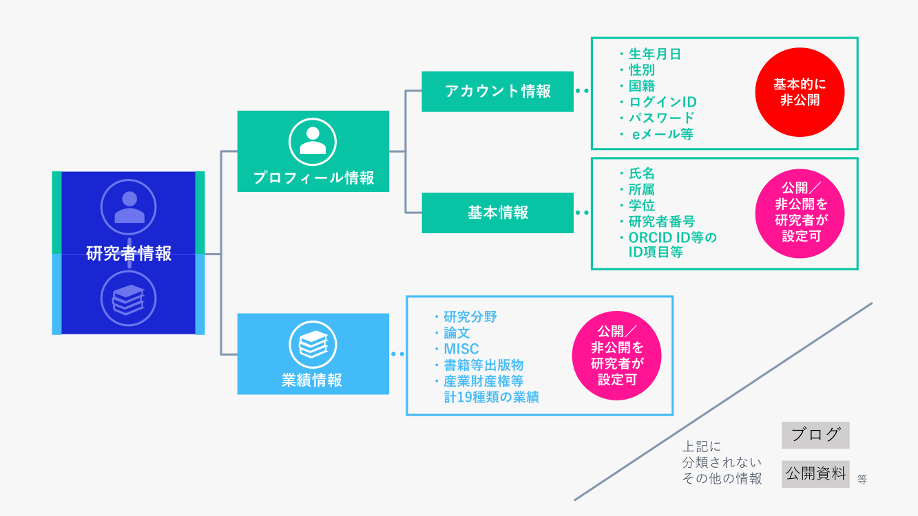 Researchmap利用者マニュアル/研究者用/マイポータル/研究者情報/研究者情報の構成について - researchmap guide